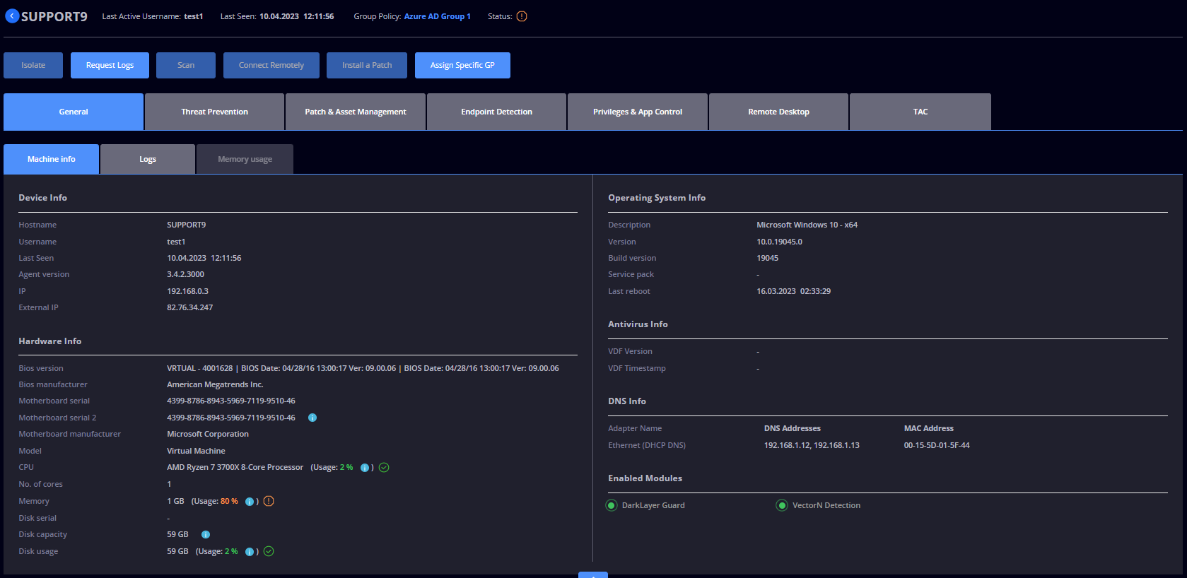 HEIMDAL Dashboard device information – Heimdal Assistance and Support