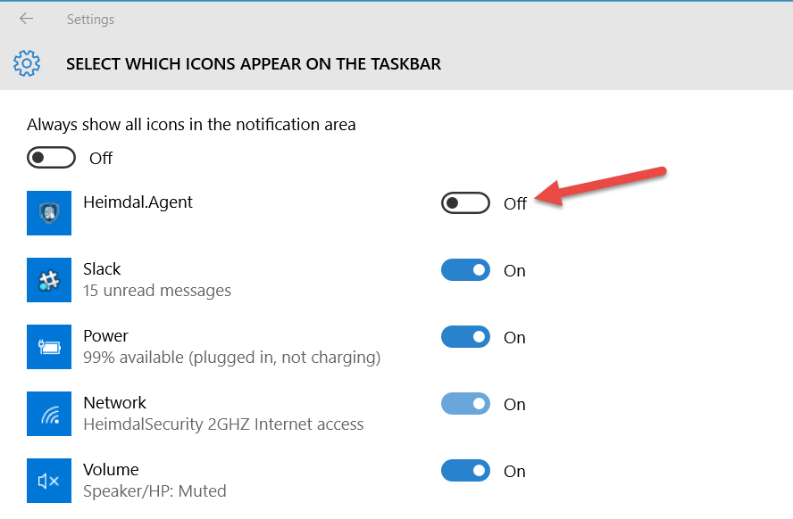 How to make the HEIMDAL Agent for Home icon visible in Action Center ...