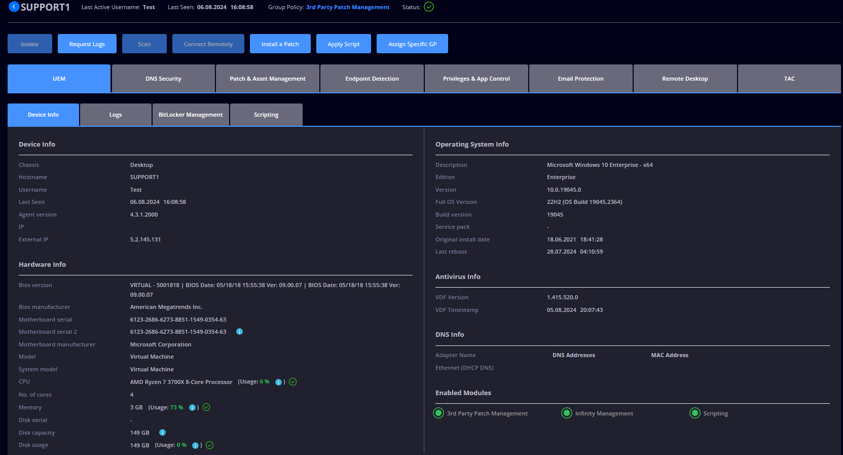 HEIMDAL Dashboard device information – Heimdal Assistance and Support