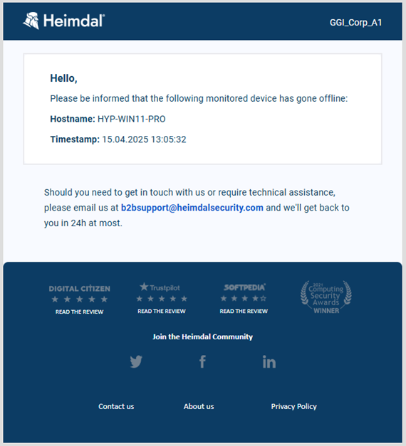 HEIMDAL Dashboard overview – Heimdal Assistance and Support